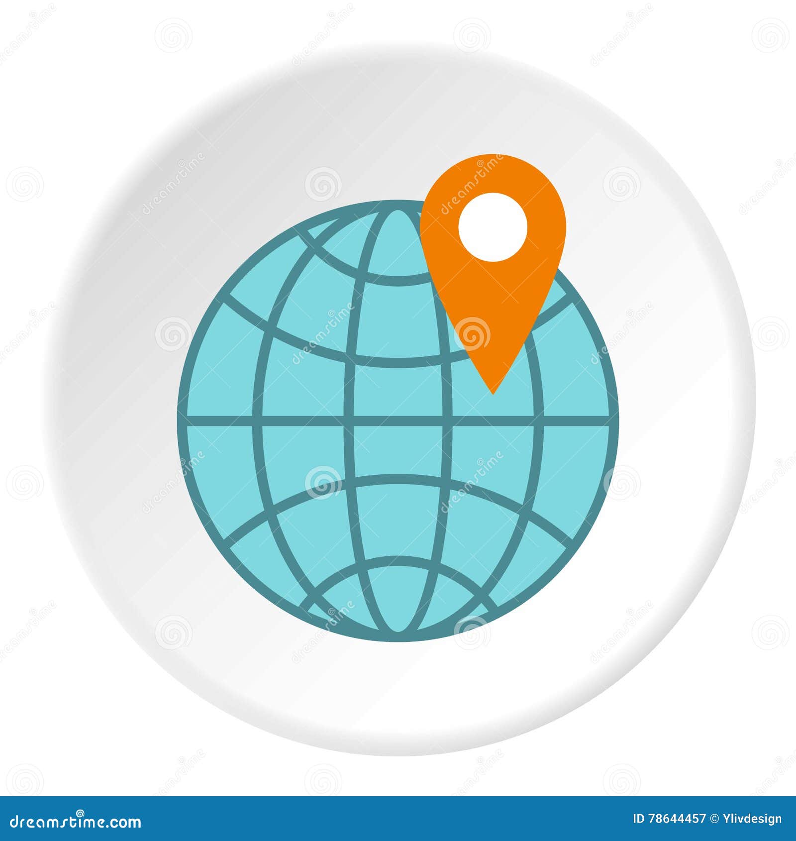Planet and GPS Sign Icon, Flat Style Stock Vector - Illustration of ...