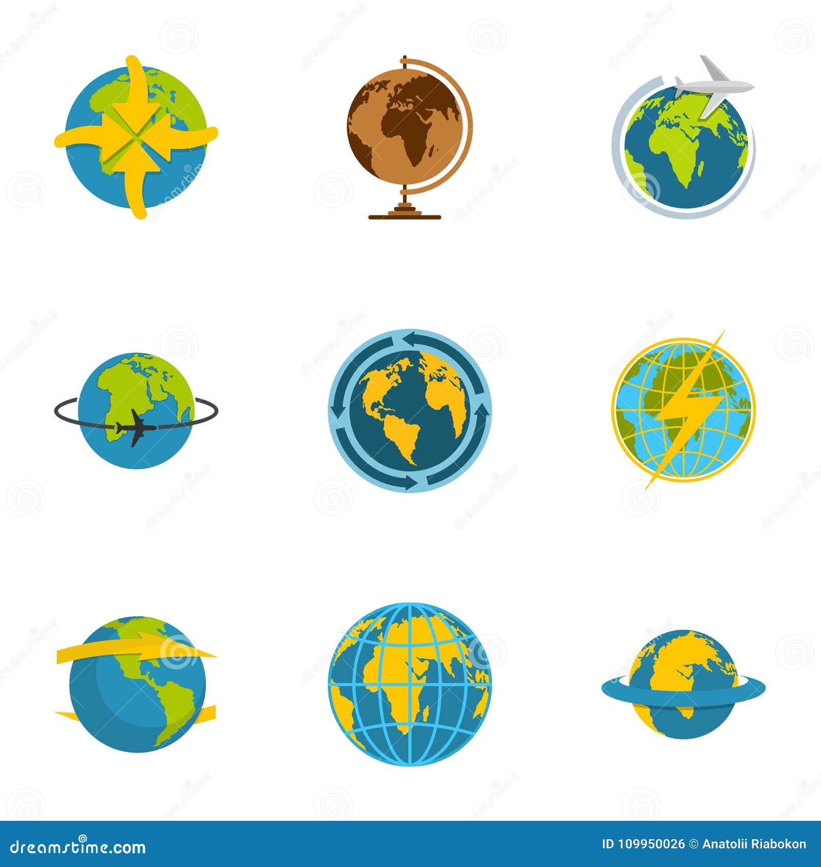 Planet Icons Set, Flat Style Stock Vector - Illustration of isolated ...
