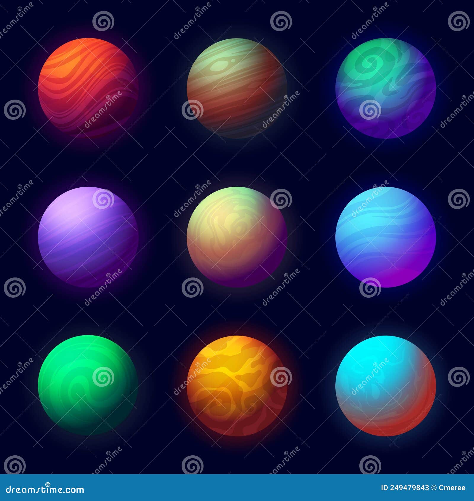 Planet illustrations set stock vector. Illustration of collection ...
