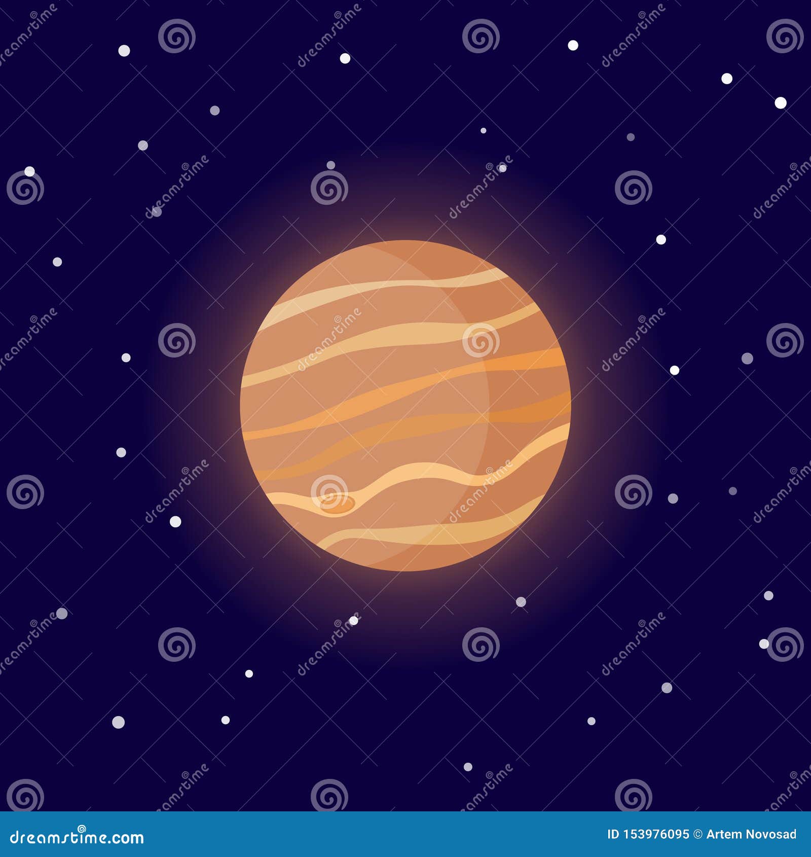 Planet Jupiter. Cartoon Vector Illustration on the Cosmic Background ...
