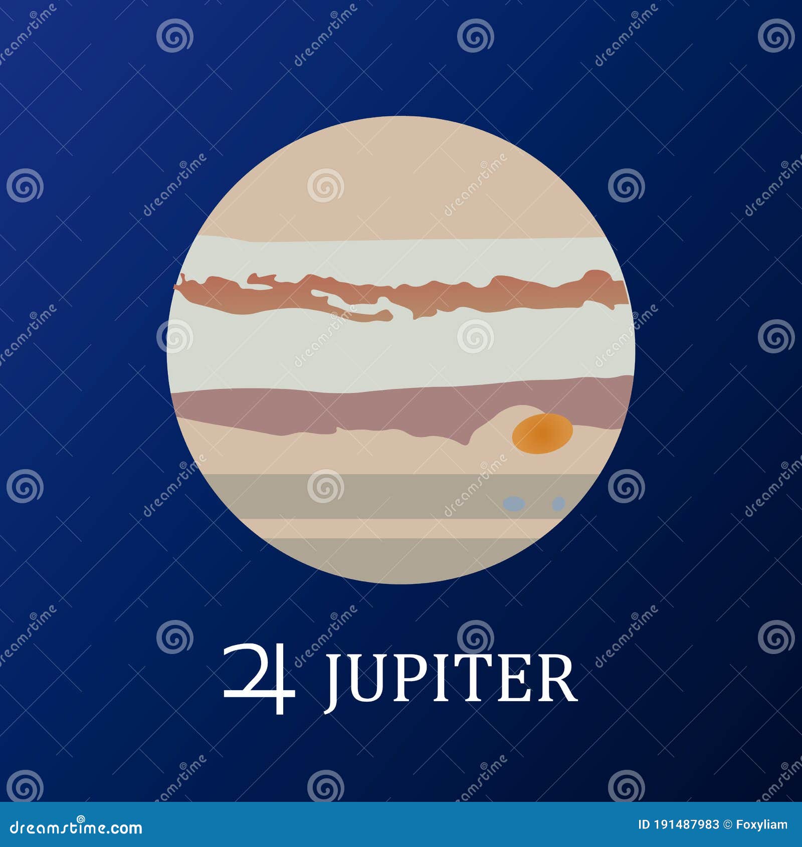 Planet Jupiter in Flat Style Stock Vector - Illustration of color ...