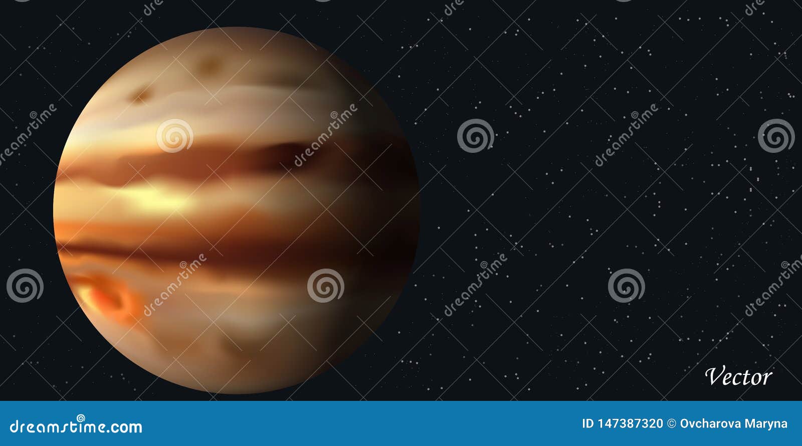 Planet Jupiter and Galaxy. Solar System Vector Background. Stock Vector ...