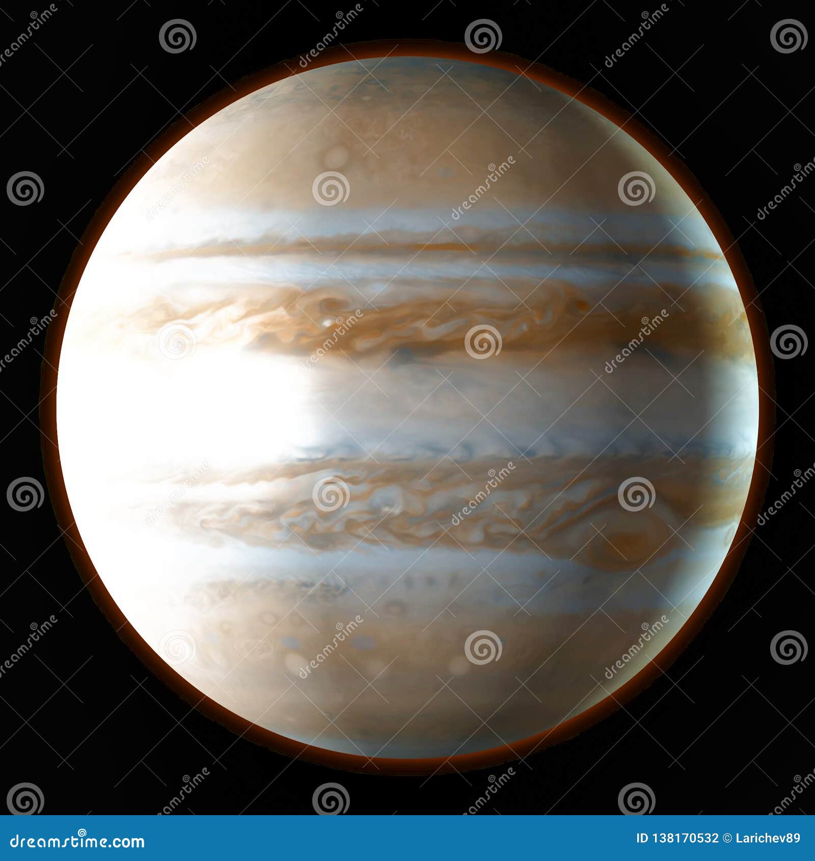 Planet Jupiter in the Outer Space. Watercolor, 3D Illustration Stock ...