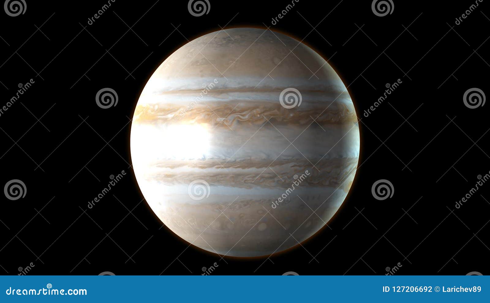 Planet Jupiter Rotating in Its Own Orbit in the Outer Space. 3D ...