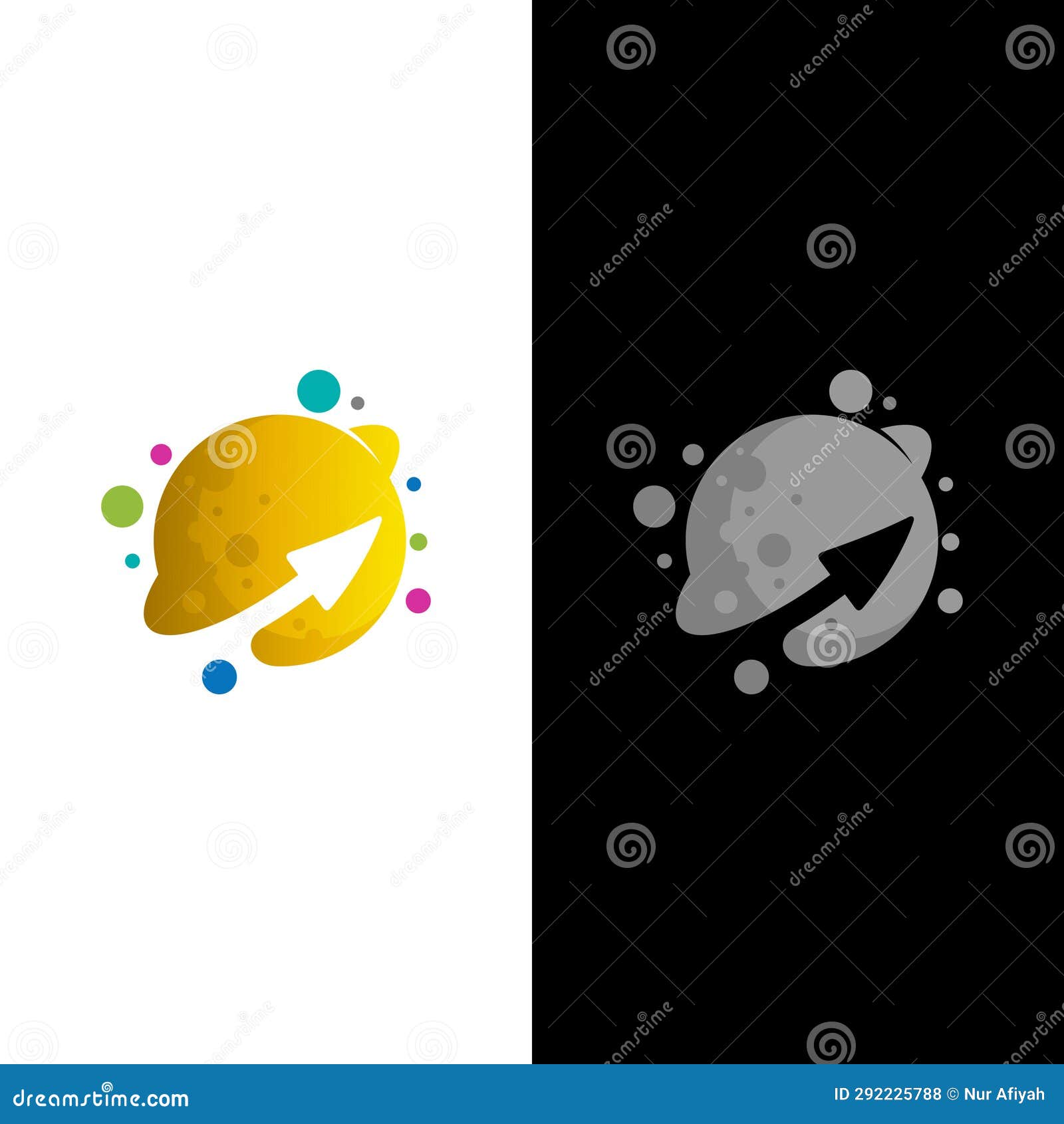 Planet Logo with Arrow Design Combination, Cosmos Icons Stock ...
