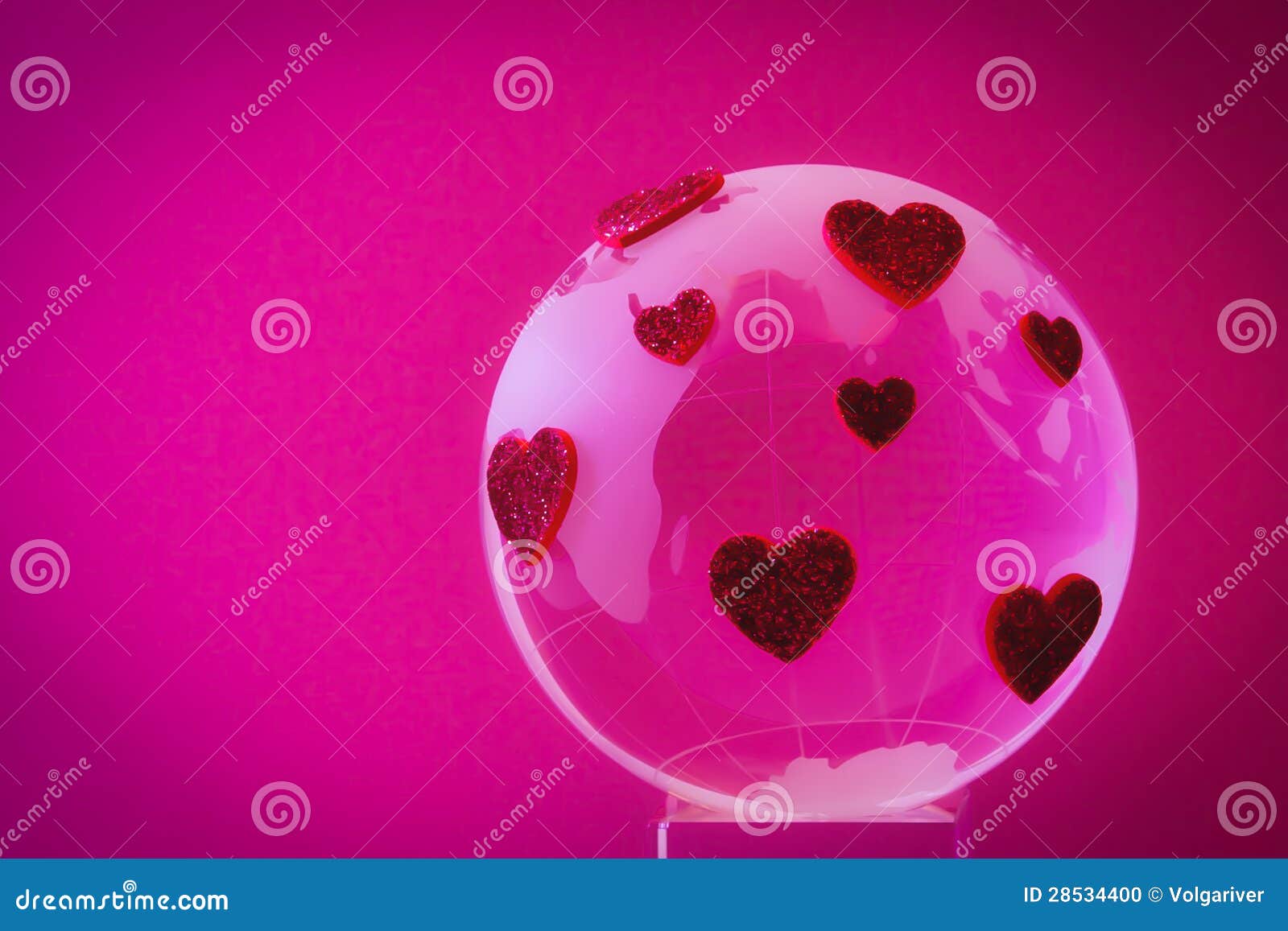 The Planet of Love. Glass Globe with Red Hearts Stock Photo - Image of ...