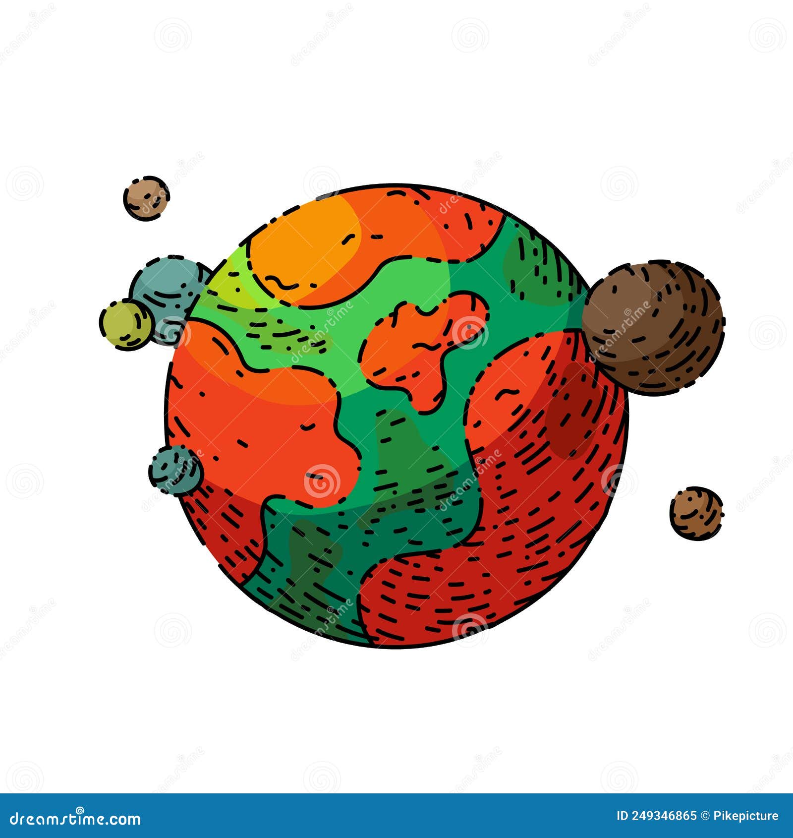 Planet Magic Sketch Hand Drawn Vector Stock Illustration - Illustration of venus, element: 249346865