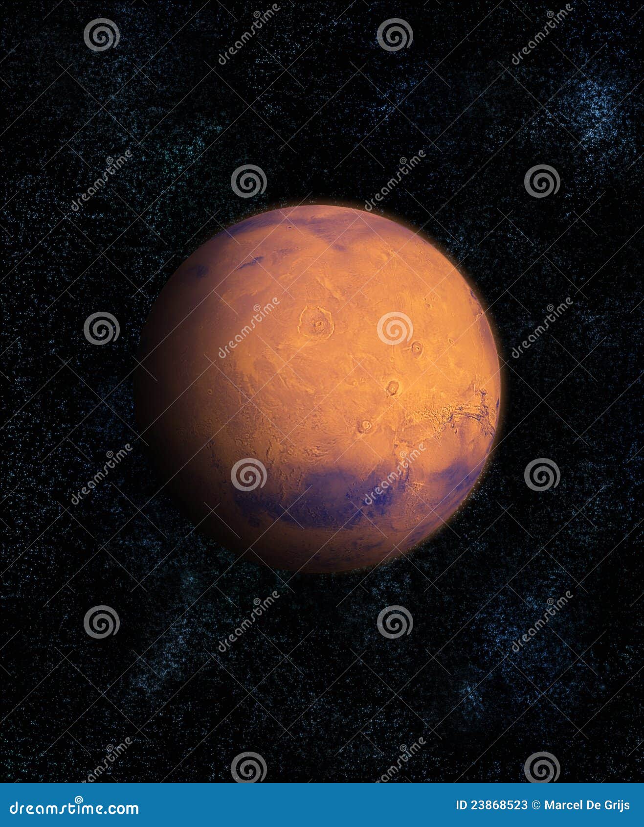 The Red Planet Mars With It Moons Phobos And Deimos, Part Of The Solar ...