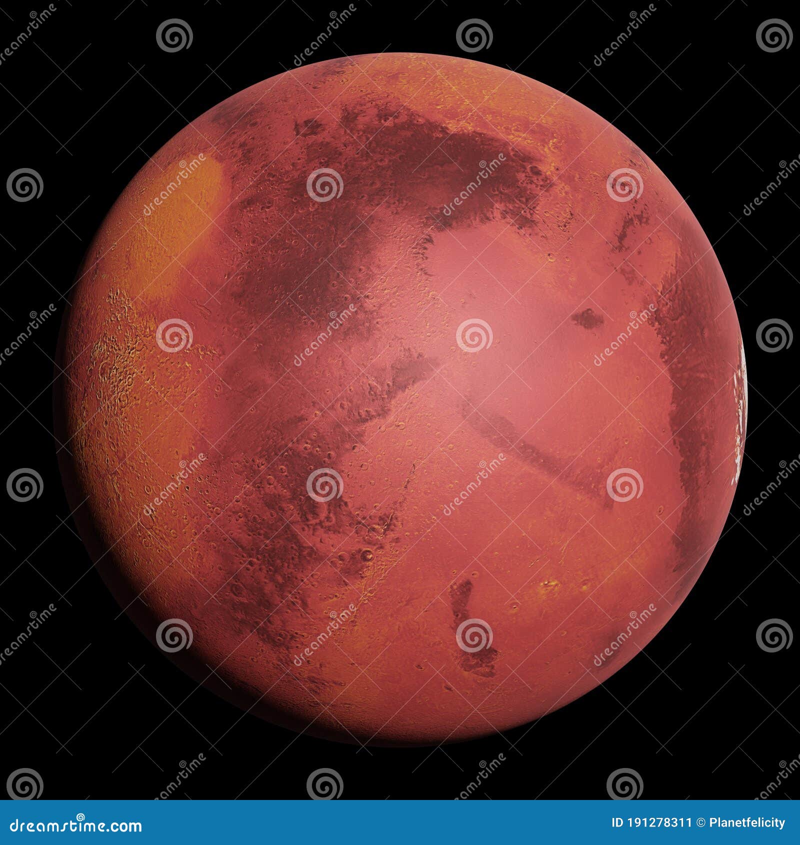 Planet Mars in Natural Colors Isolated on Black Background Stock Image ...