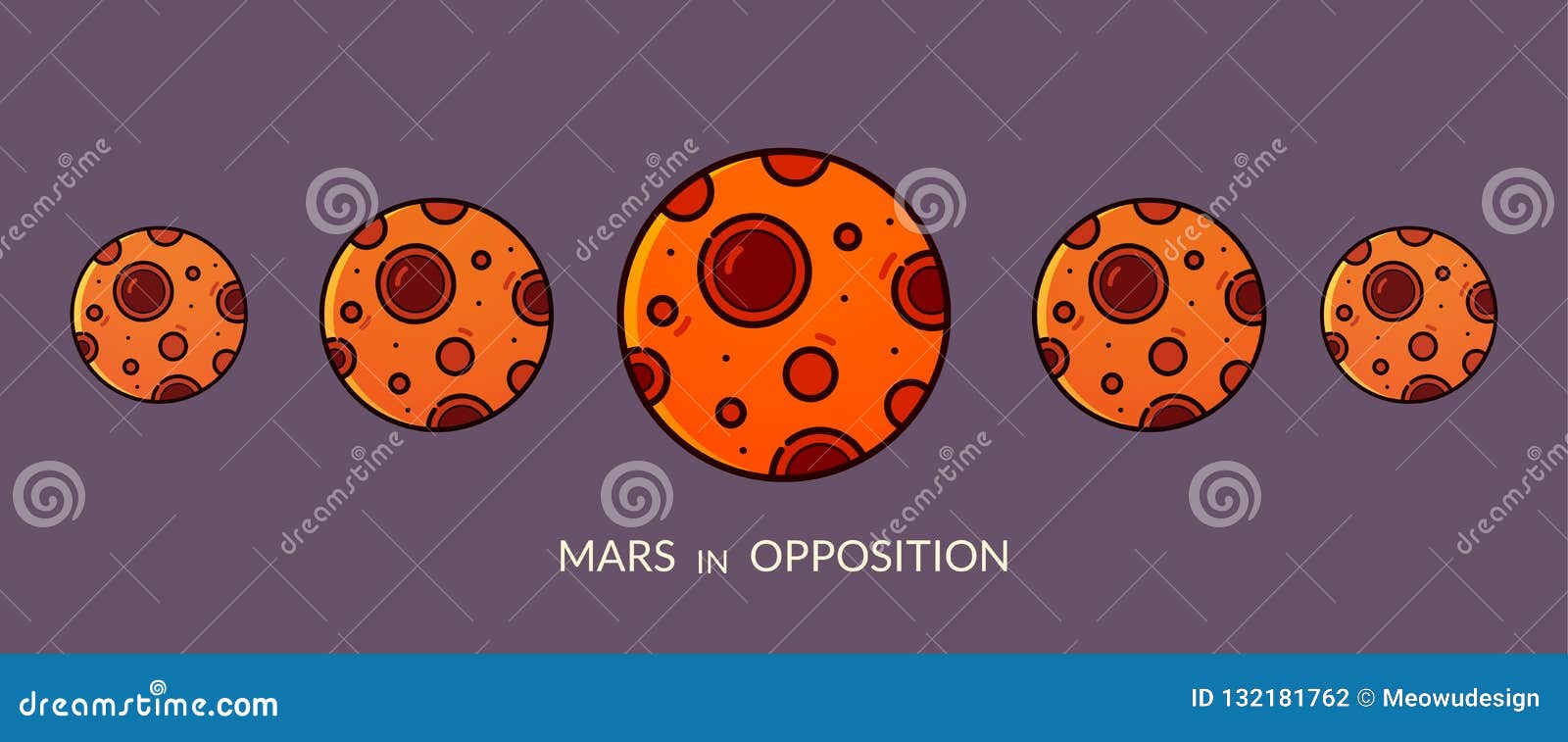 Planet Mars in Opposition, Linear Vector Illustration Stock Vector ...
