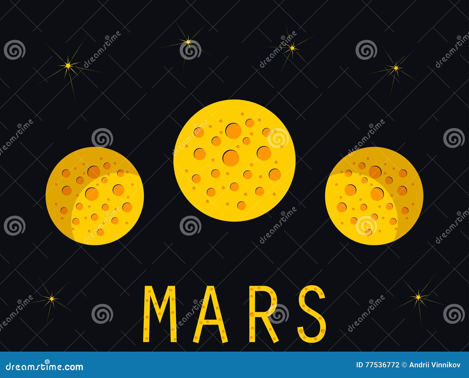 The Planet Mars. Phases of Mars. Shadow. Vector. Stock Vector ...