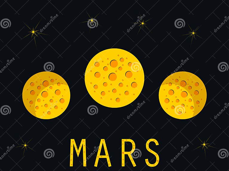 The Planet Mars. Phases of Mars. Shadow. Vector. Stock Vector ...