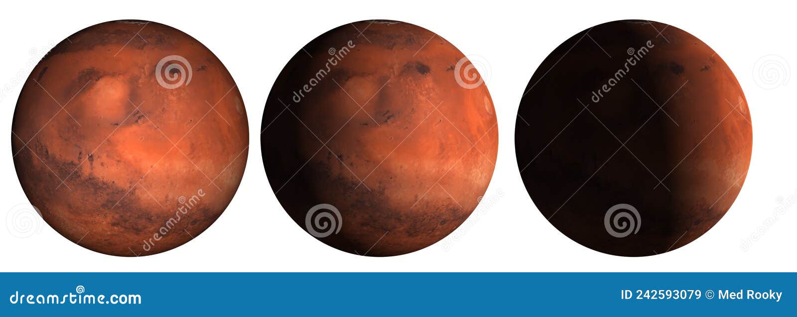 Planet Mars Set Isolated on White Background. Stock Image - Image of ...