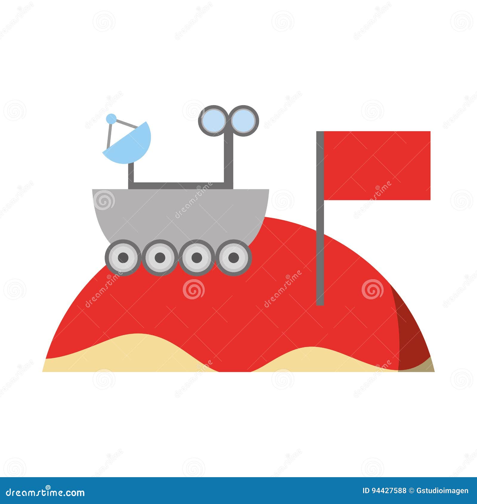 Planet mars with space car stock vector. Illustration of graphic - 94427588