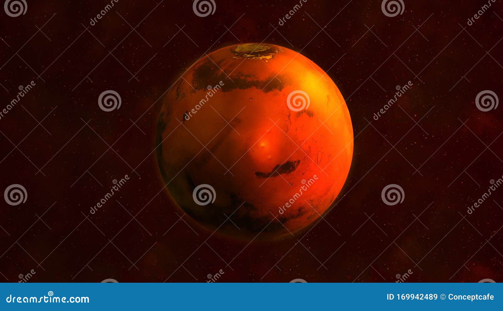 Planet Mars from Space Showing Elysium Mons Stock Illustration ...