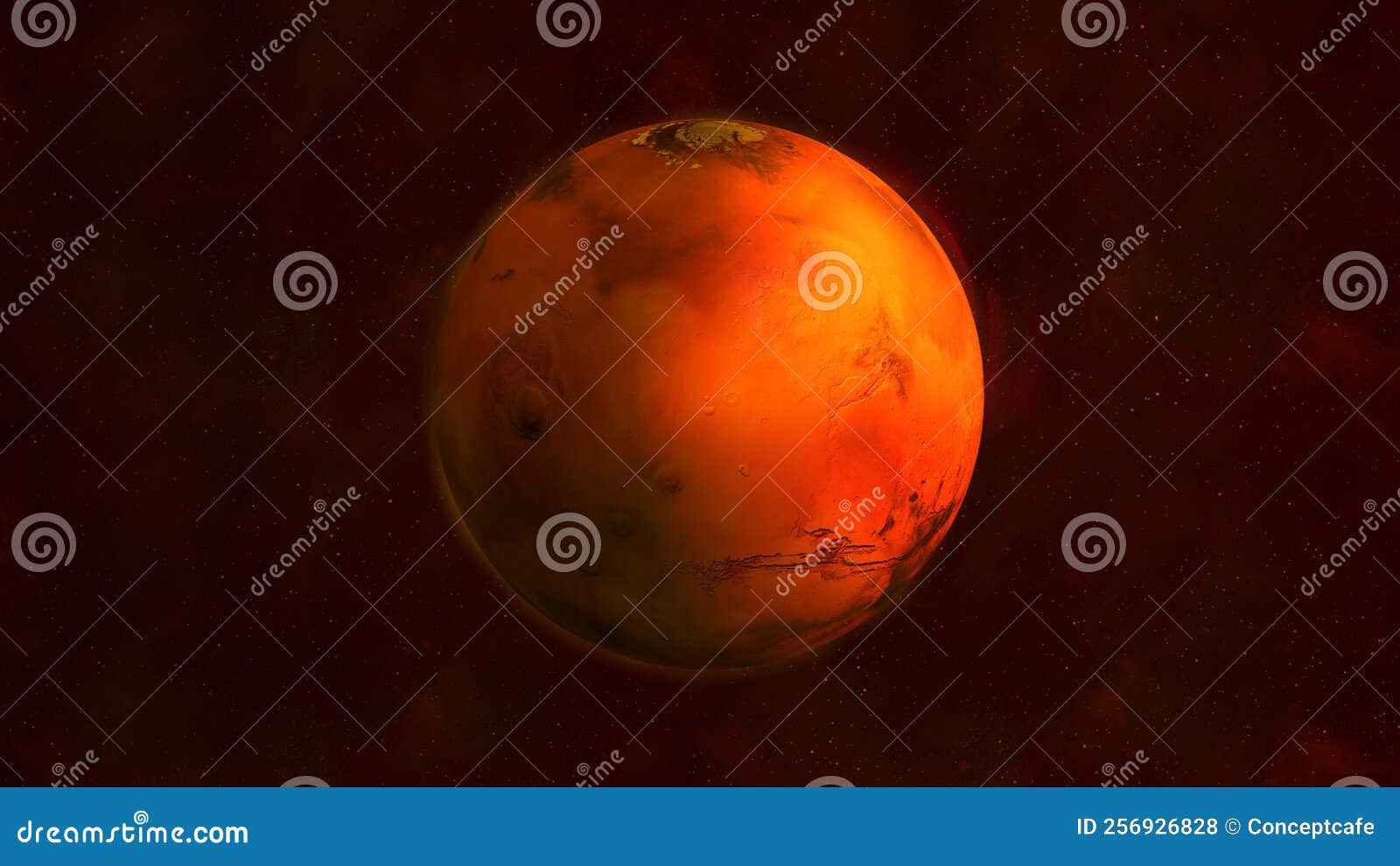 Planet Mars from Space Showing Tharsis Montes Stock Illustration ...