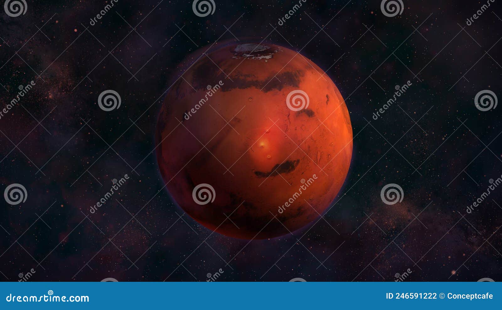 Planet Mars from Space with a View of Elysium Mons Stock Illustration ...