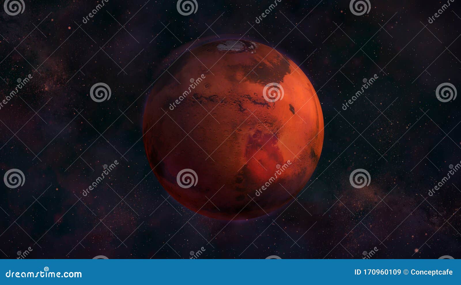 Planet Mars from Space with a View of Syrtis Major Stock Illustration ...