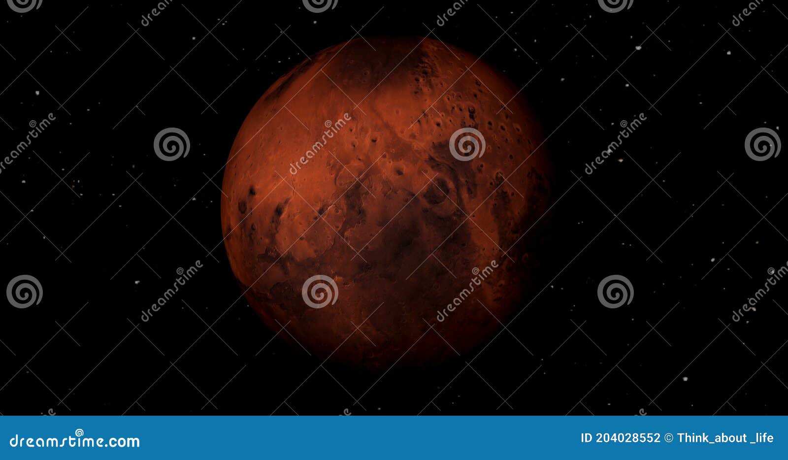 Planet Mars Sun Rise Isolate on Dark. Front View of Mars Planet from 3d ...