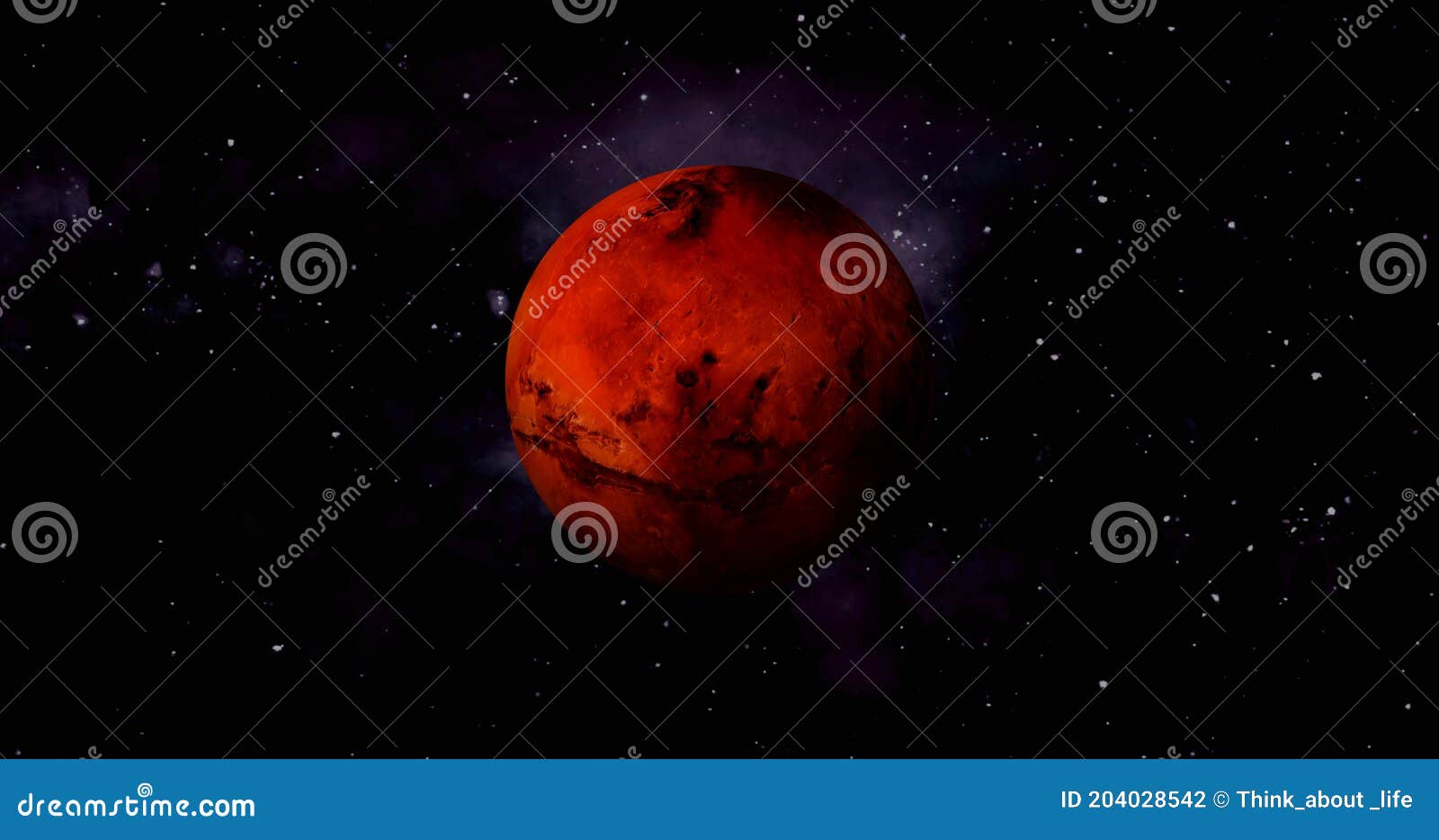 Planet Mars Sun Rise with Stars in Background. Front View of Mars ...