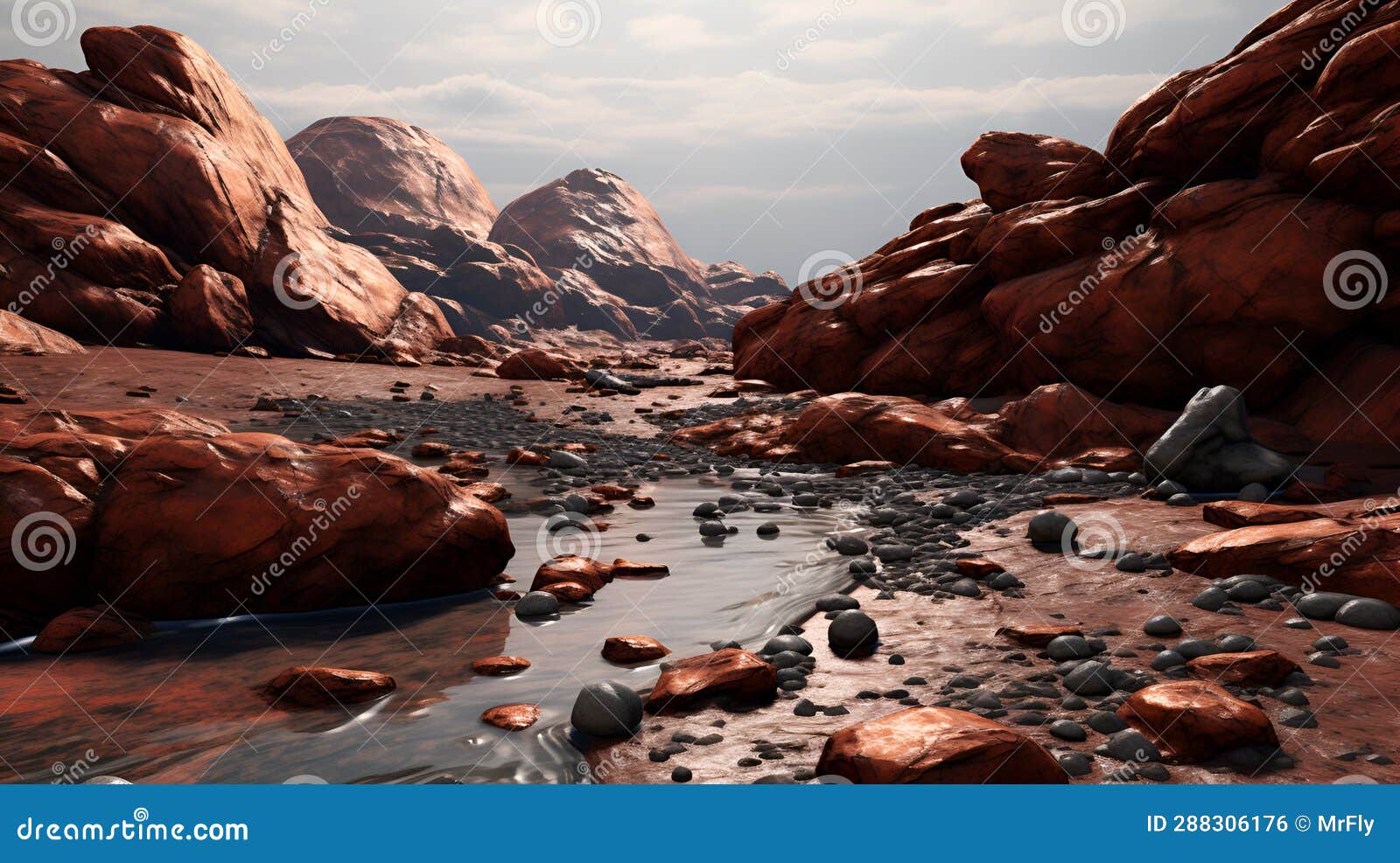 Planet Mars, View of Arid Environment, Rocks and Space View Stock ...