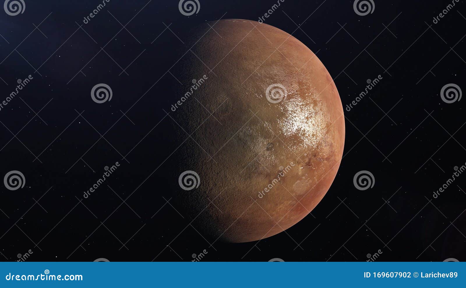 Planet Mars. View from Space. a Large Surface of Planet is Illuminated ...