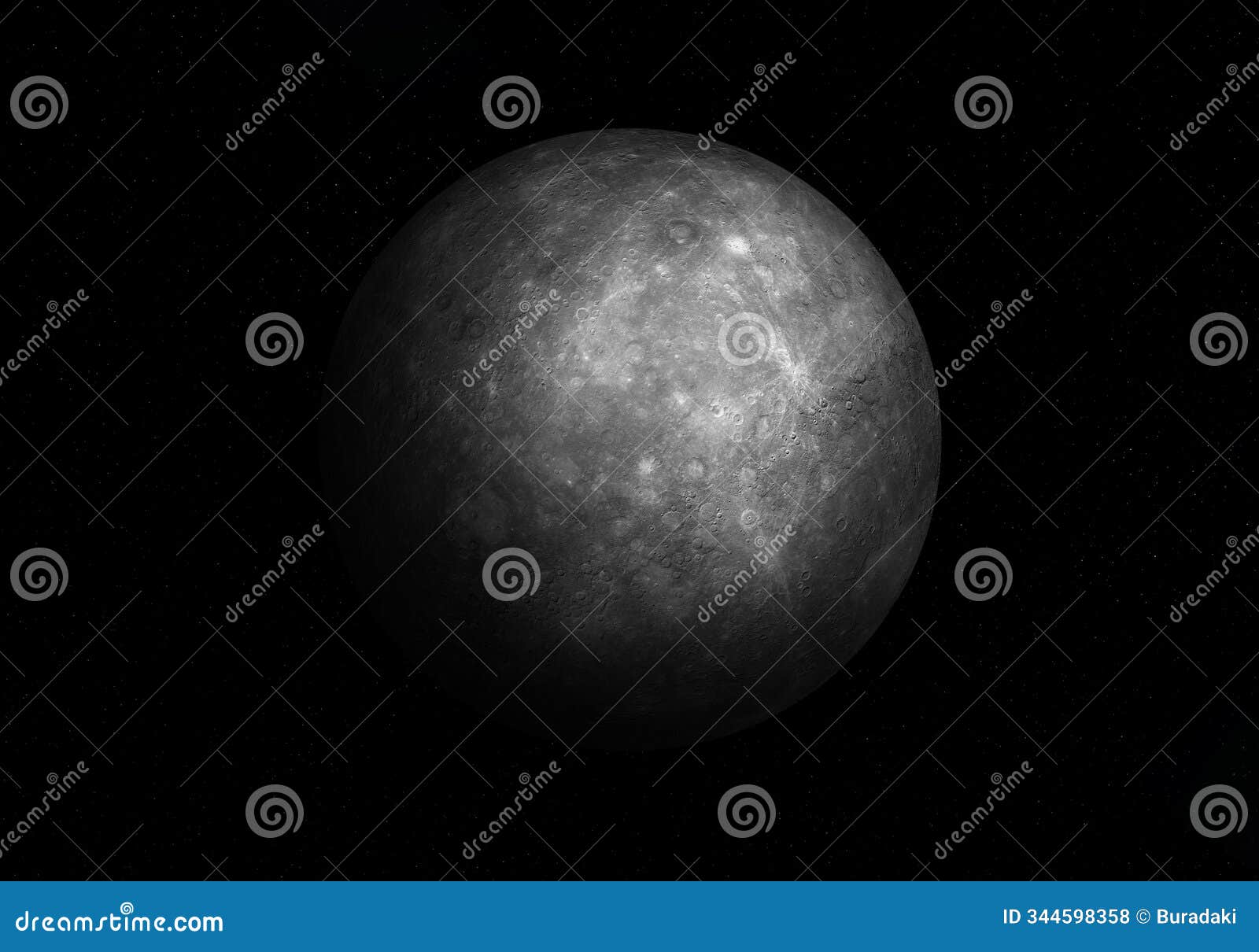 Planet Mercury in Outer Space. Dark Space Art. Stock Photo - Image of ...