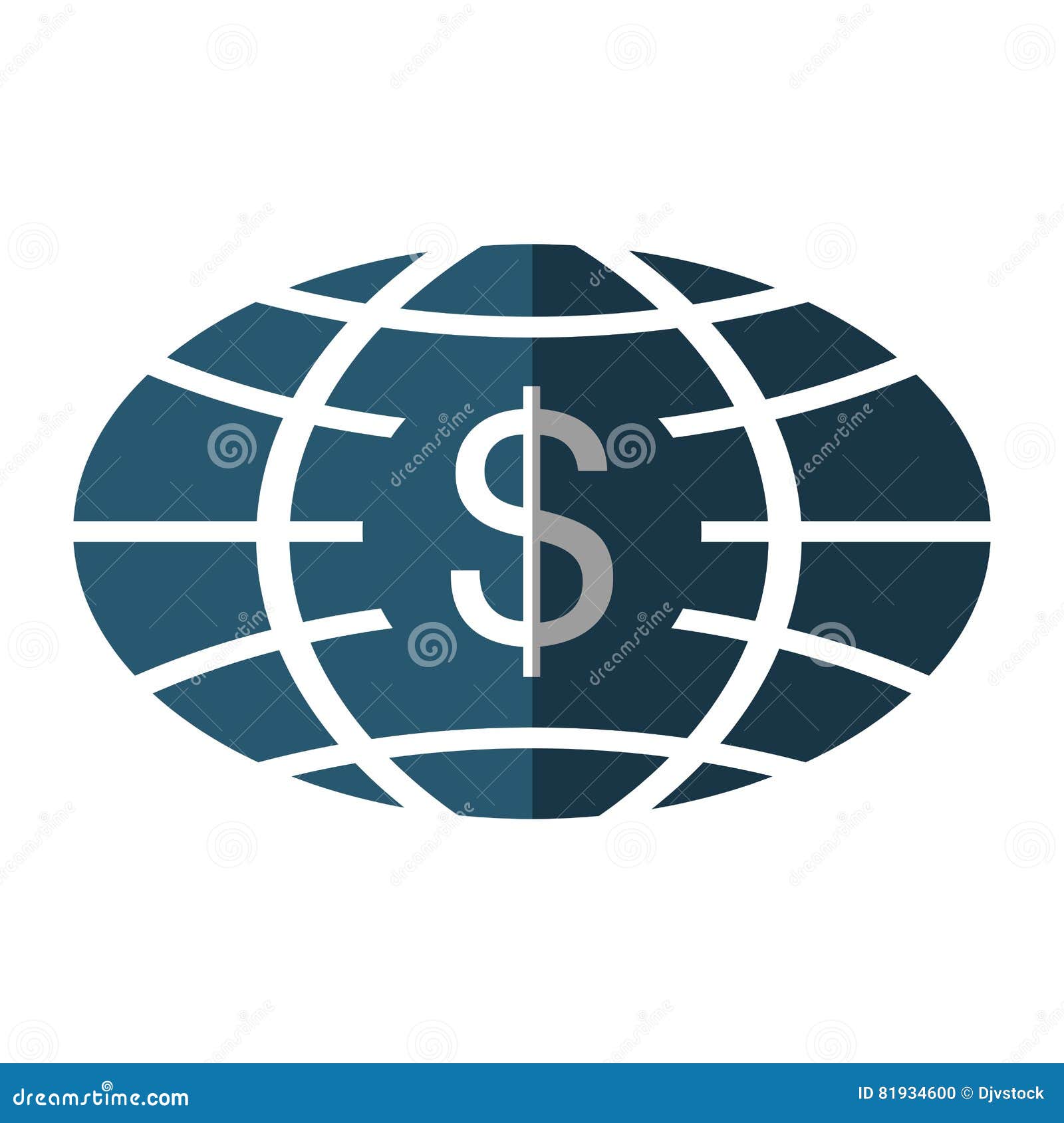 Planet with money symbol stock vector. Illustration of vector - 81934600