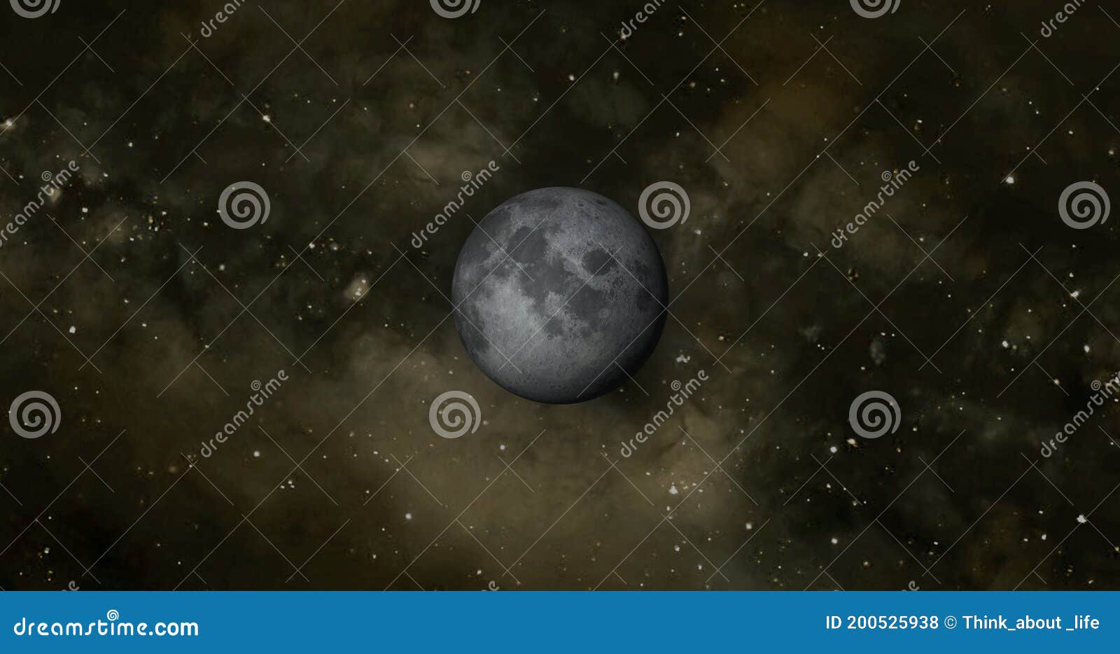 Planet Moon with Colorful Galaxy . 3d Moon Planet on Space with ...