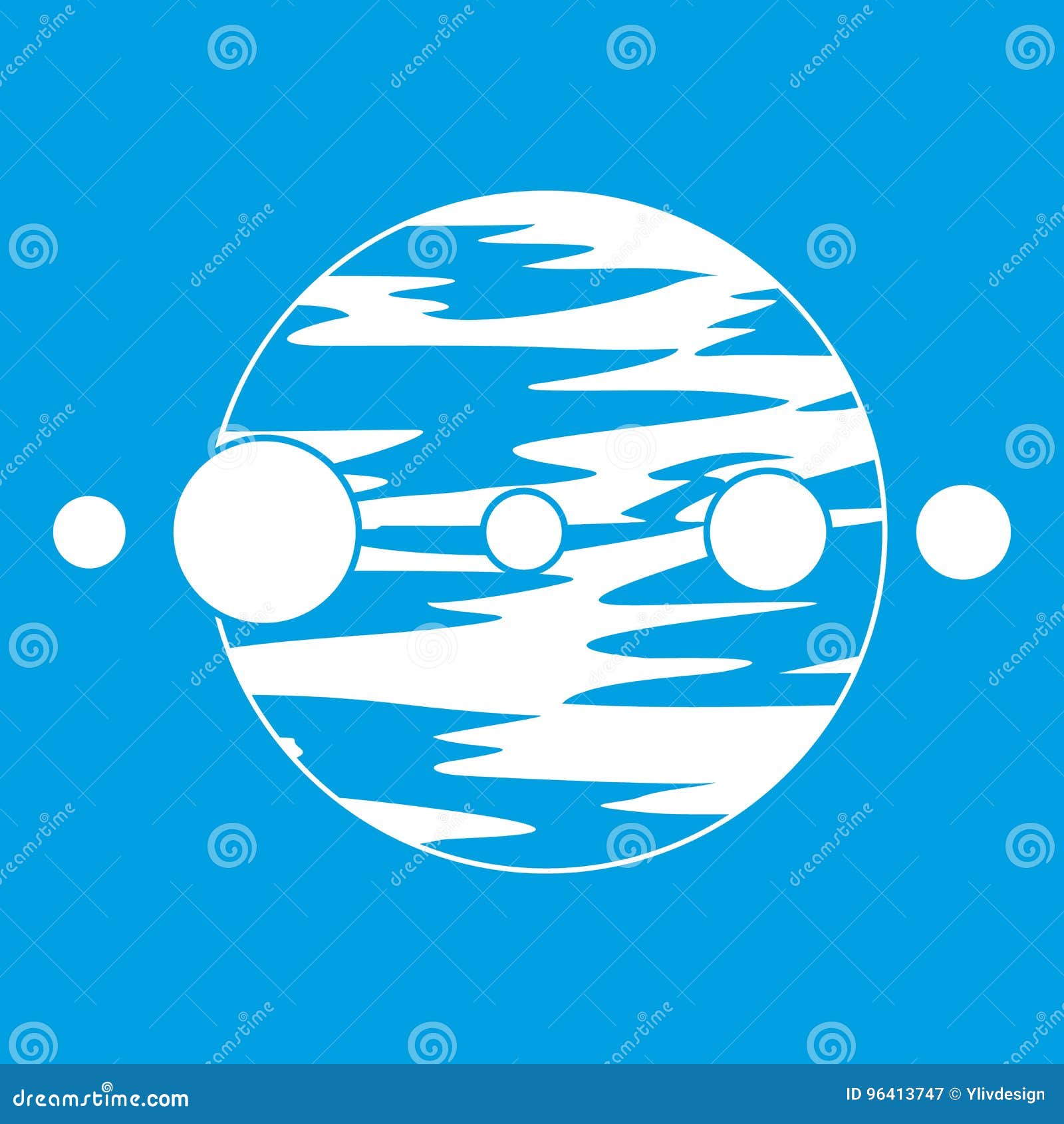 Planet With Moons Orbiting Icon Cartoon Vector | CartoonDealer.com ...