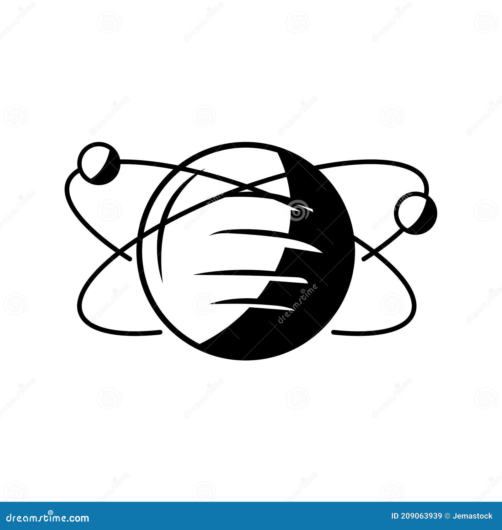 Planet With Moons Orbiting Icon Cartoon Vector | CartoonDealer.com ...