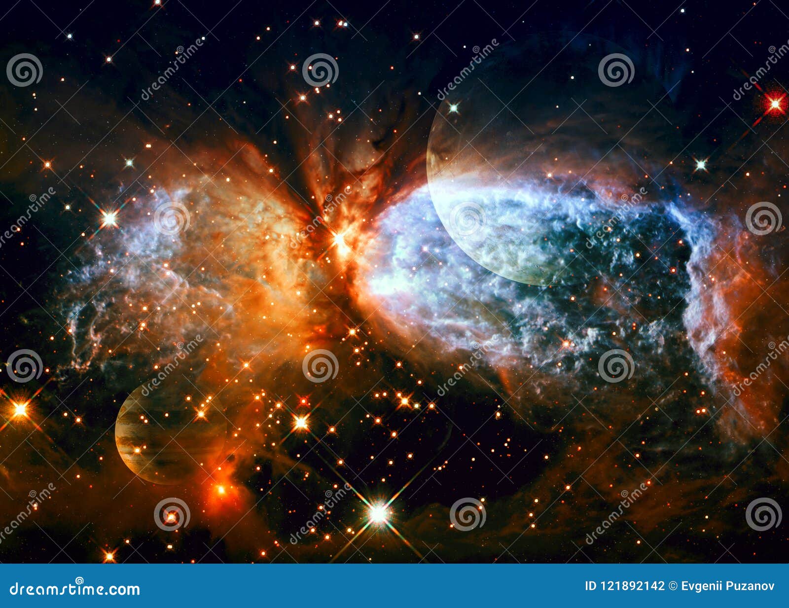 Planet and Nebula in Outer Space. Elements of this Image Furnished by ...