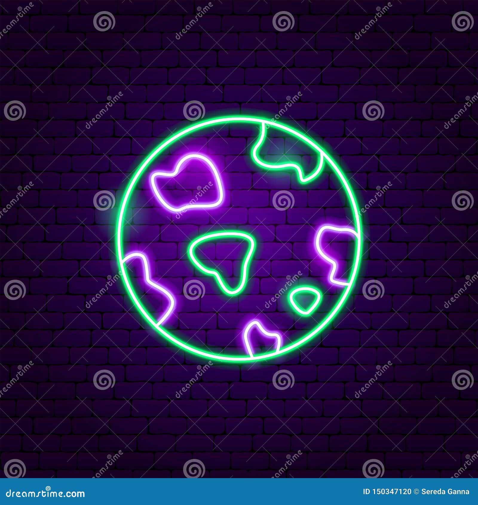 Planet Neon Label stock vector. Illustration of icon - 150347120
