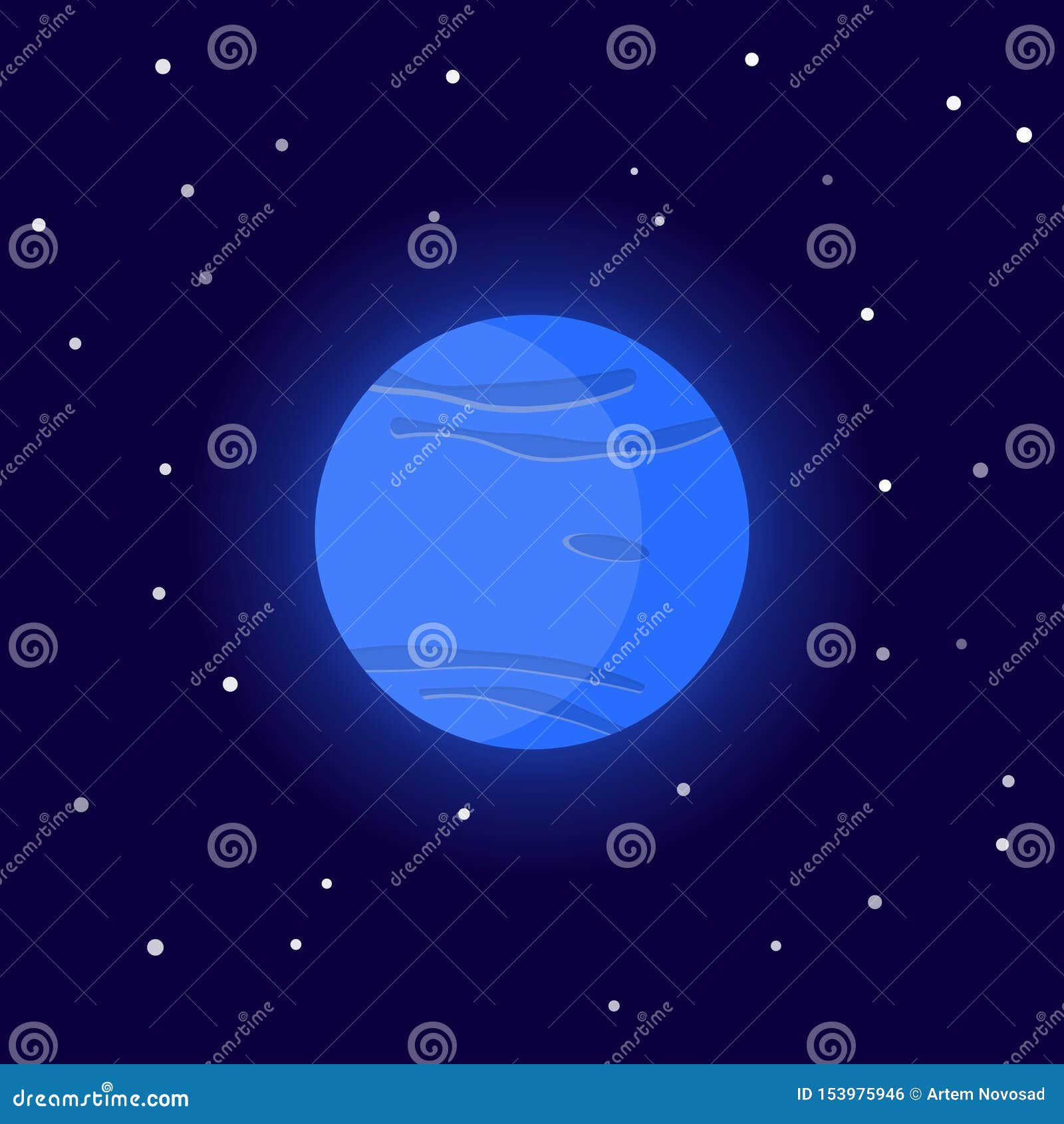 Neptune Cartoon Icon. Blue Space Planet Drawing Vector Illustration ...