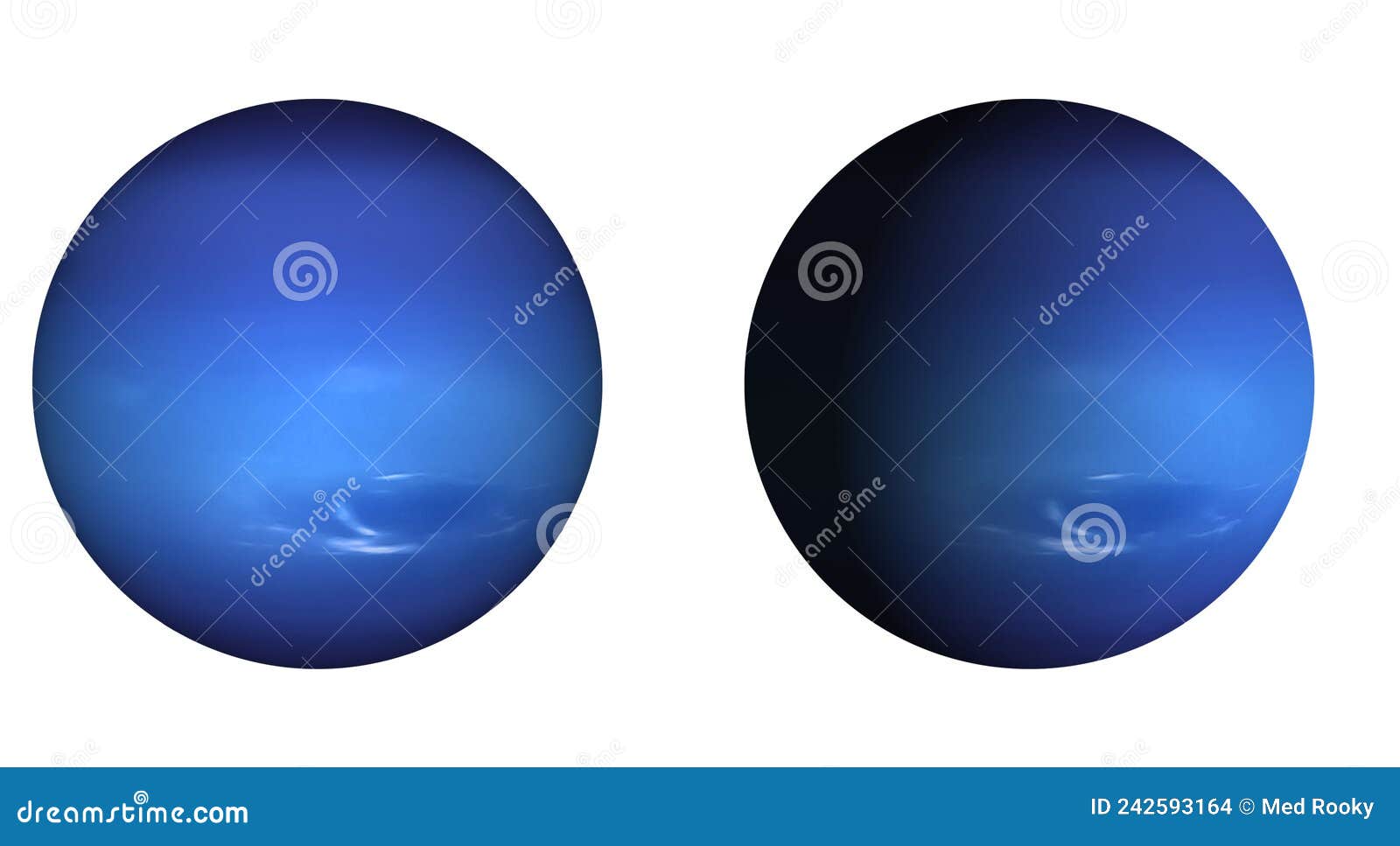 Planet Neptune Sphere Set Isolated on White Background. Stock Photo ...