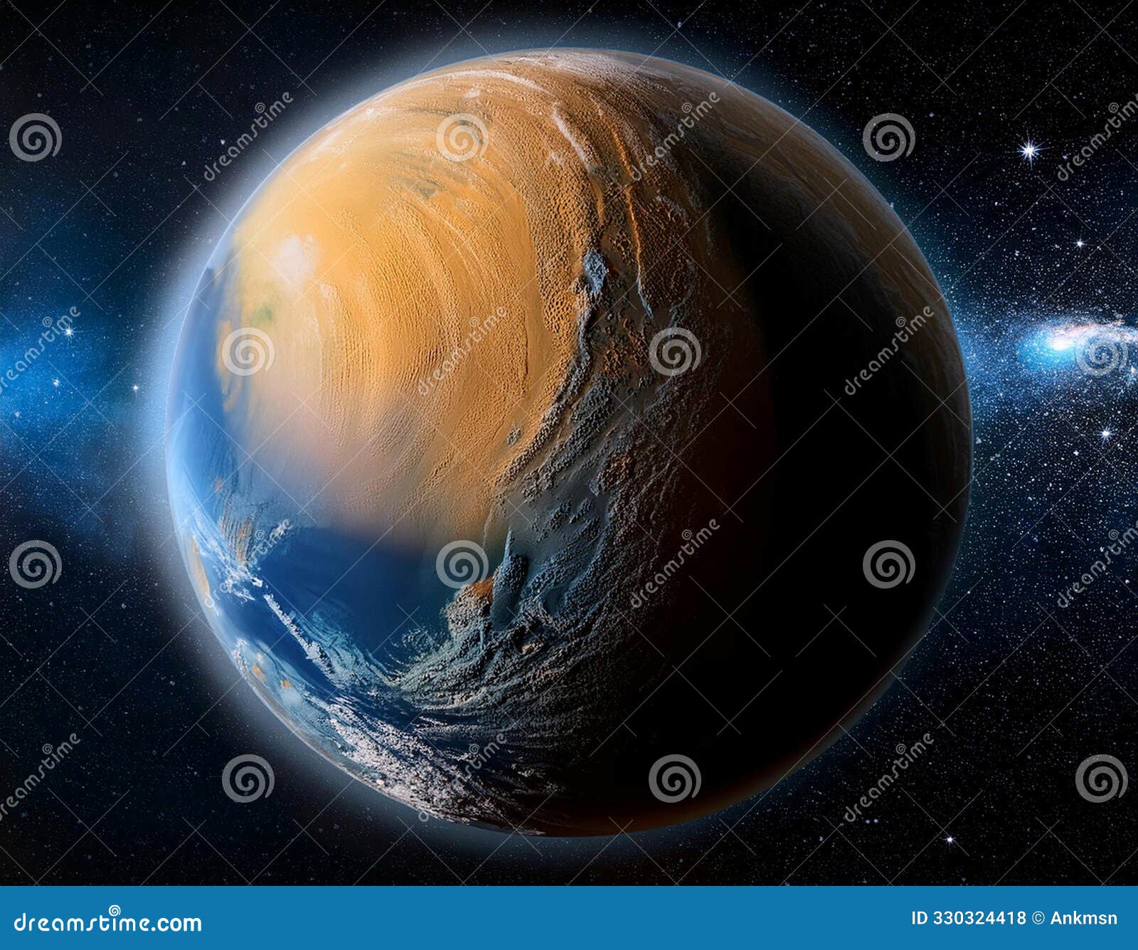 Planet and Outer Space Featuring Elements Like Planetary Surfaces ...