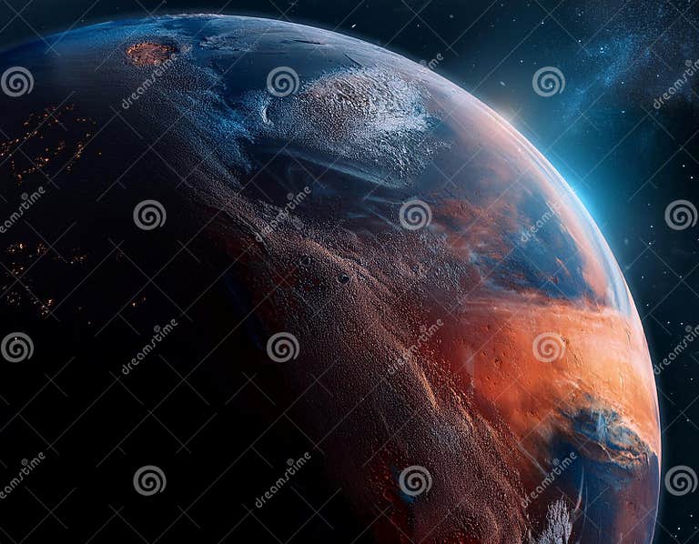 Planet and Outer Space Featuring Elements Like Planetary Surfaces ...