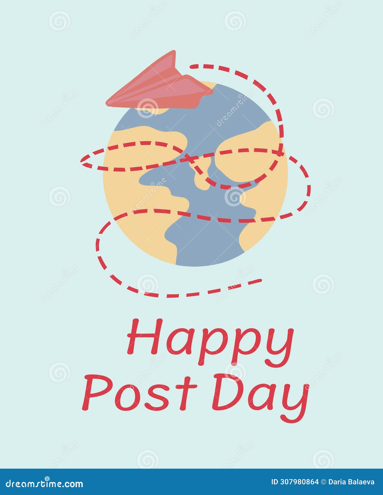 Planet Paper Plane Flat Design Happy Post Day Stock Vector ...