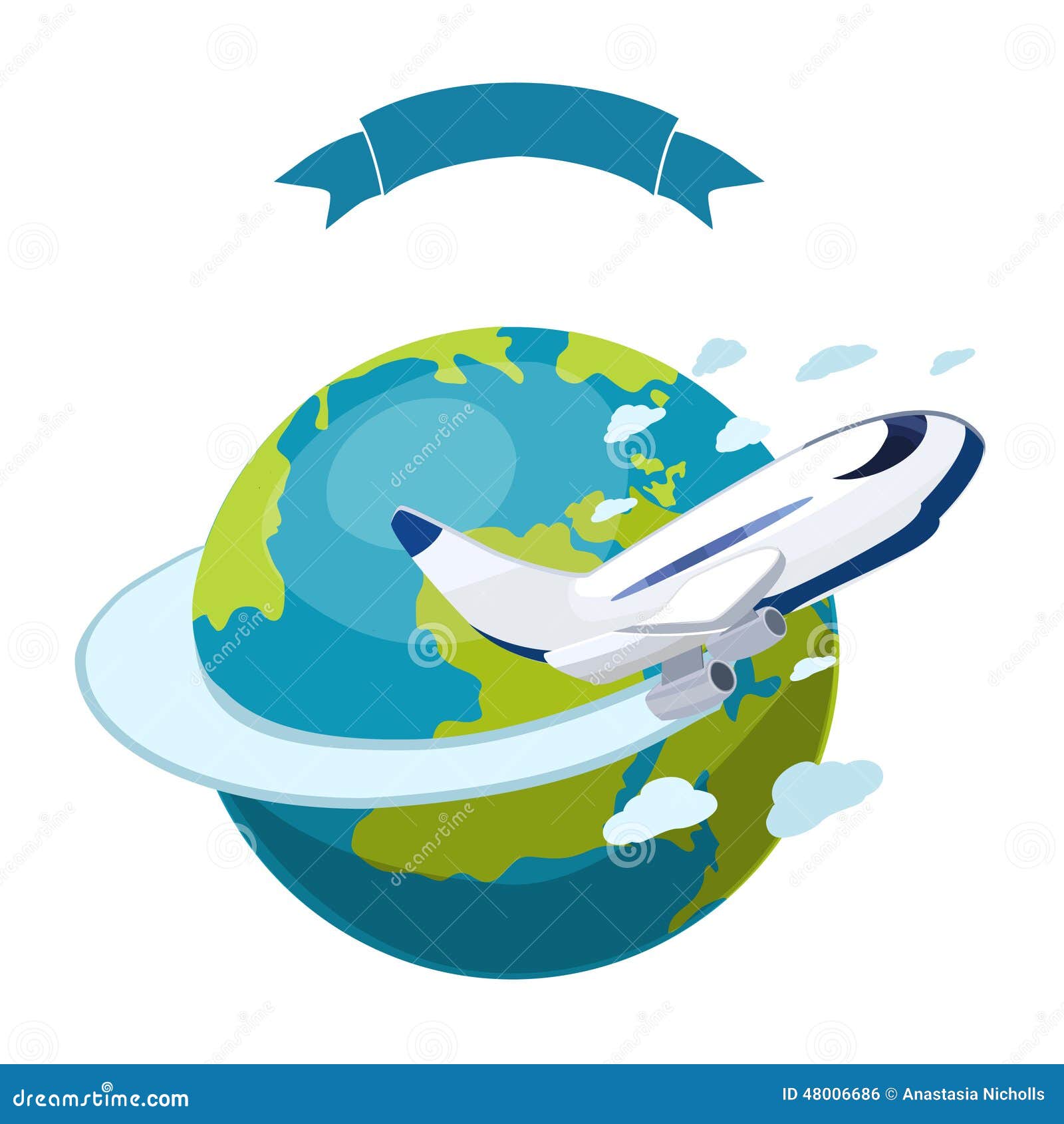 Planet and Plane Vector Illustration. Stock Vector - Illustration of ...