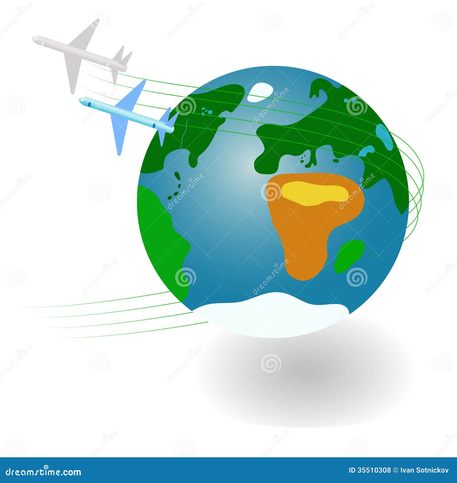 Planet and planes stock vector. Illustration of white - 35510308
