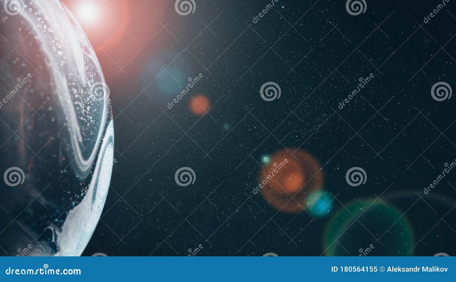 A Planet In The Rays Of A Star On The Background Of The Starry Sky. The ...