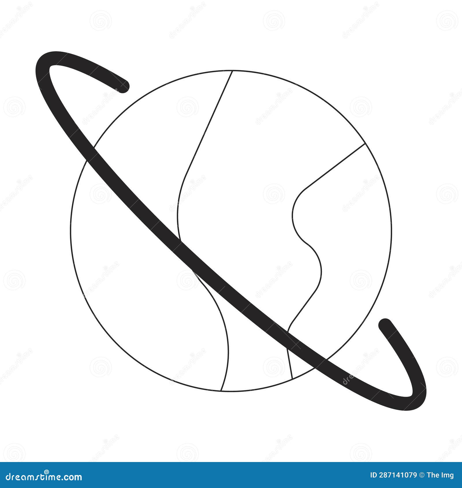 Planet with Ring Flat Monochrome Isolated Vector Object Stock ...
