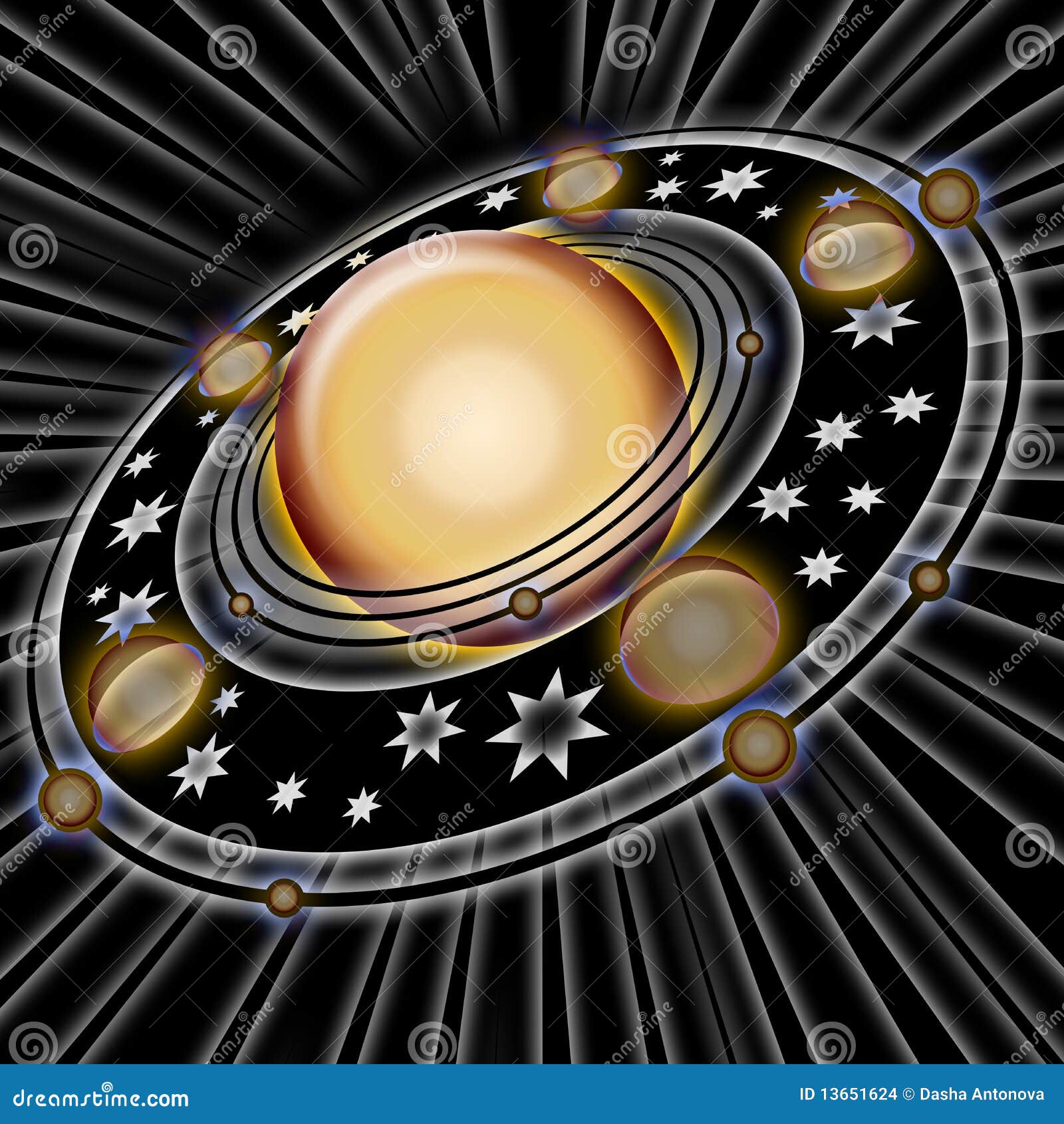 Planet with rings stock illustration. Illustration of planet - 13651624