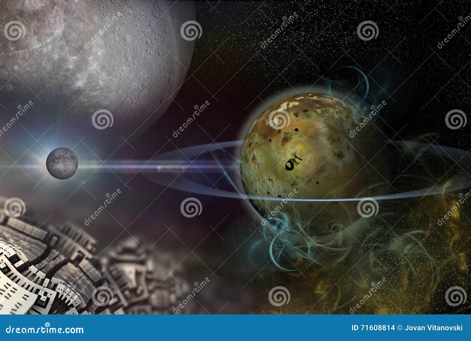Planet with rings stock illustration. Illustration of alien - 71608814