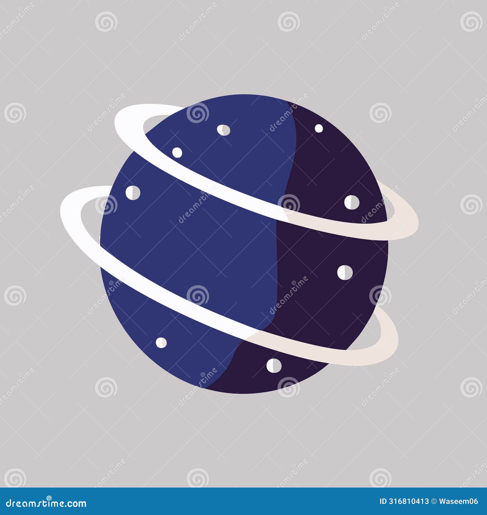 Planet with Rings Icon in Trendy Flat Style Isolated on Grey Background ...