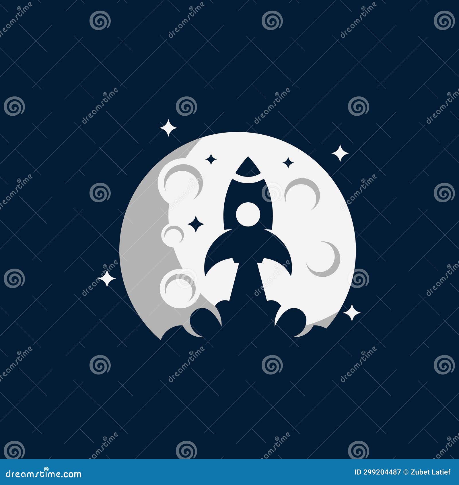 Planet and Rocket on the Moon, Vector Illustration Logo Vector Template ...