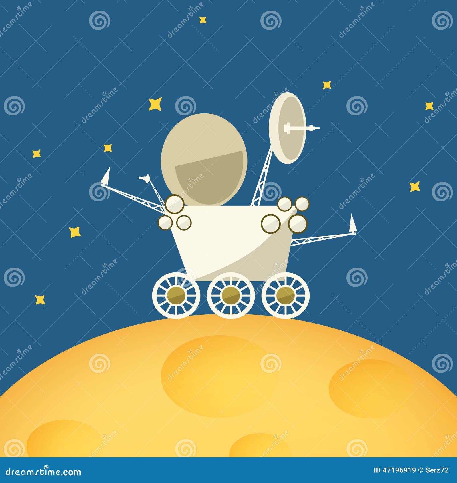 Planet Rover Icon. Cute Metal Robot Wheels Cartoon Vector ...