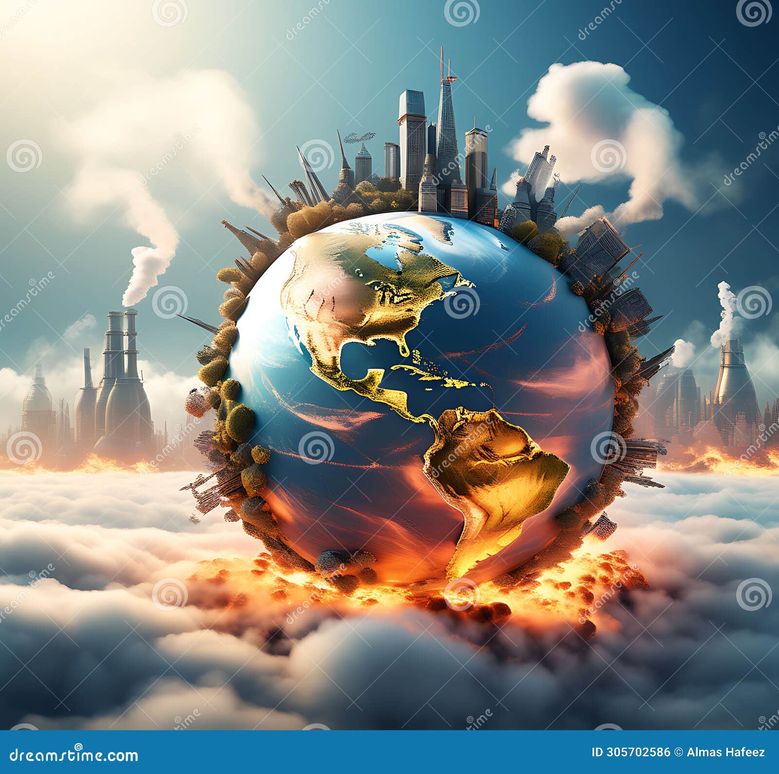 Planet S Plight: 3D Render of a World Surrounded by Pollution ...