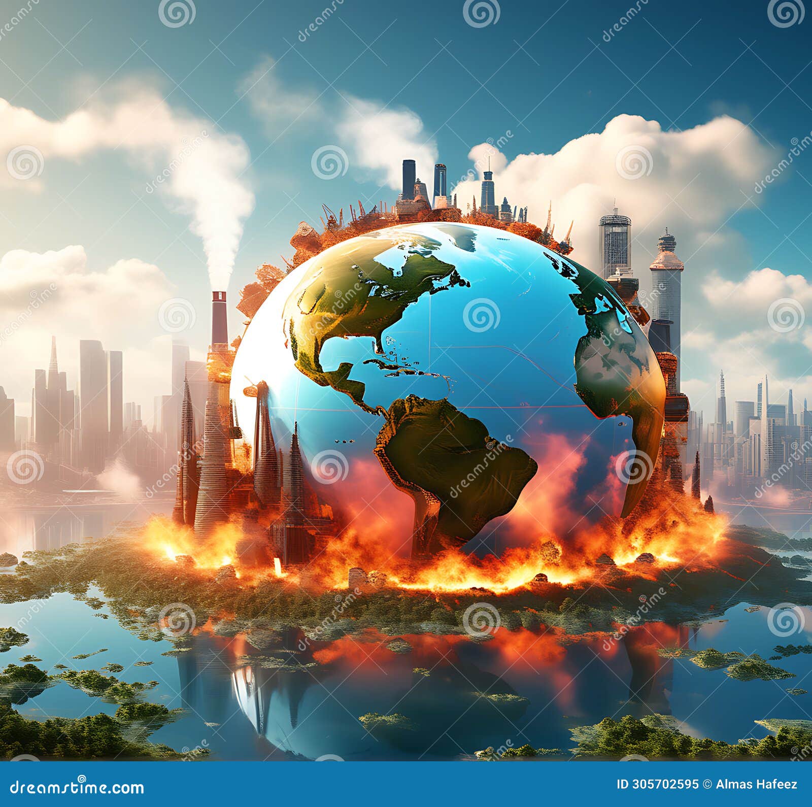 Planet's Plight: 3D Render Of A World Surrounded By Pollution ...
