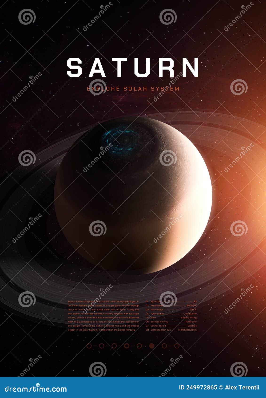 Planet Saturn. 3D Illustration Poster Stock Illustration - Illustration ...